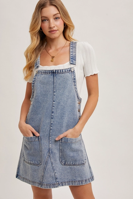 Hannah Mini Denim Overall Dress | Loft on Third Boutique